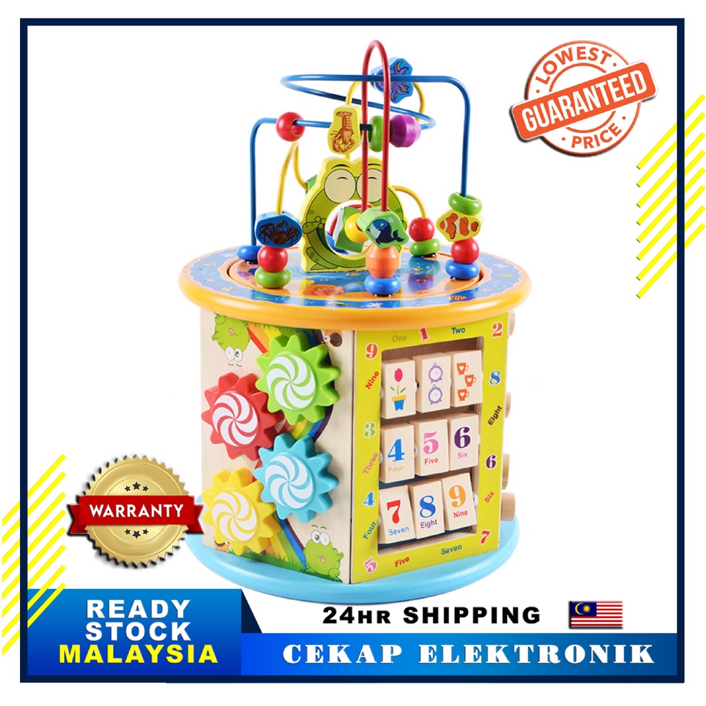 8 in 1 Educational Wooden Toy Block Cube Activity Learning Education ...