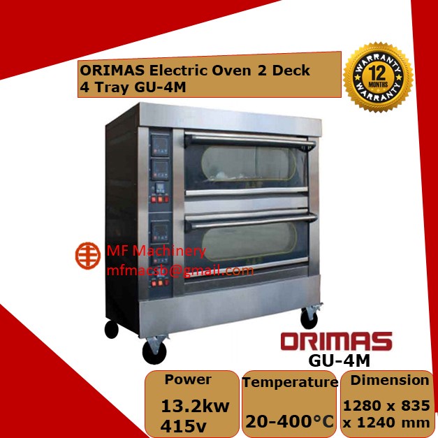 Mf ORIMAS Electric Oven 2 Deck 4 Tray GU-4M | Shopee Malaysia