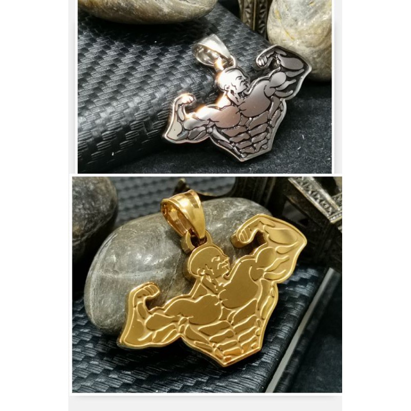 Biker Punk Stainless Steel Muscle Man Bodybuilder Fitness Pendant ...