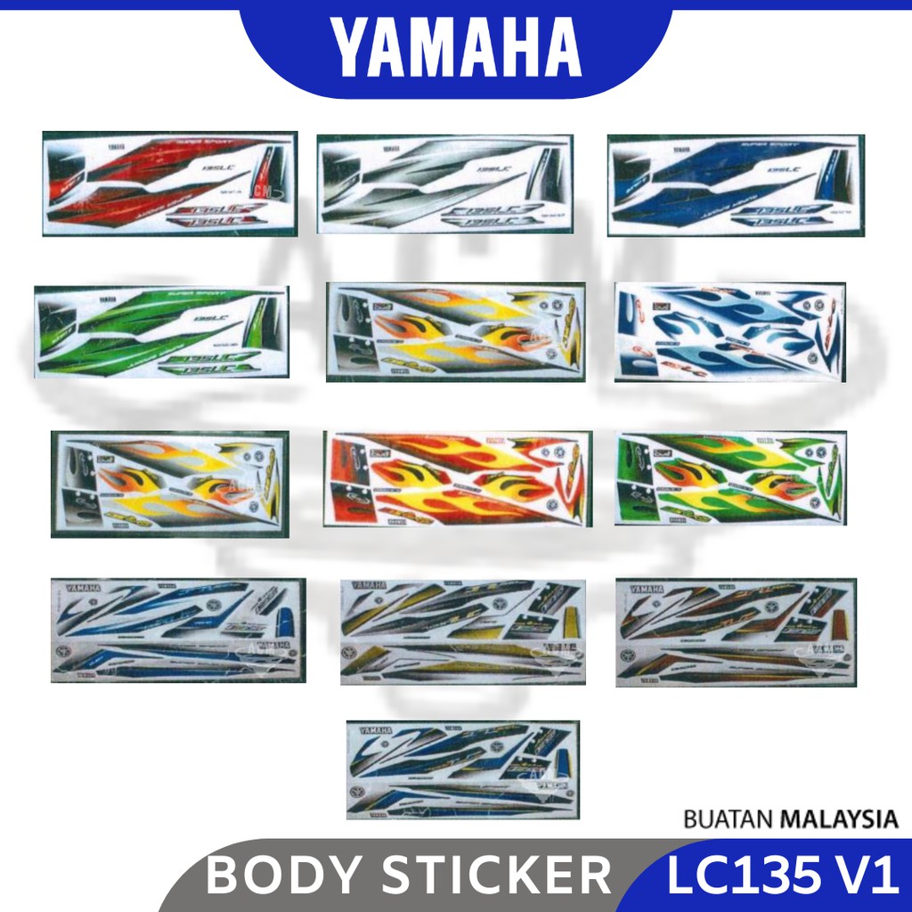 YAMAHA LC135 V1 Body Cover Set Coverset Sticker Stripe Strike LC V1 ...