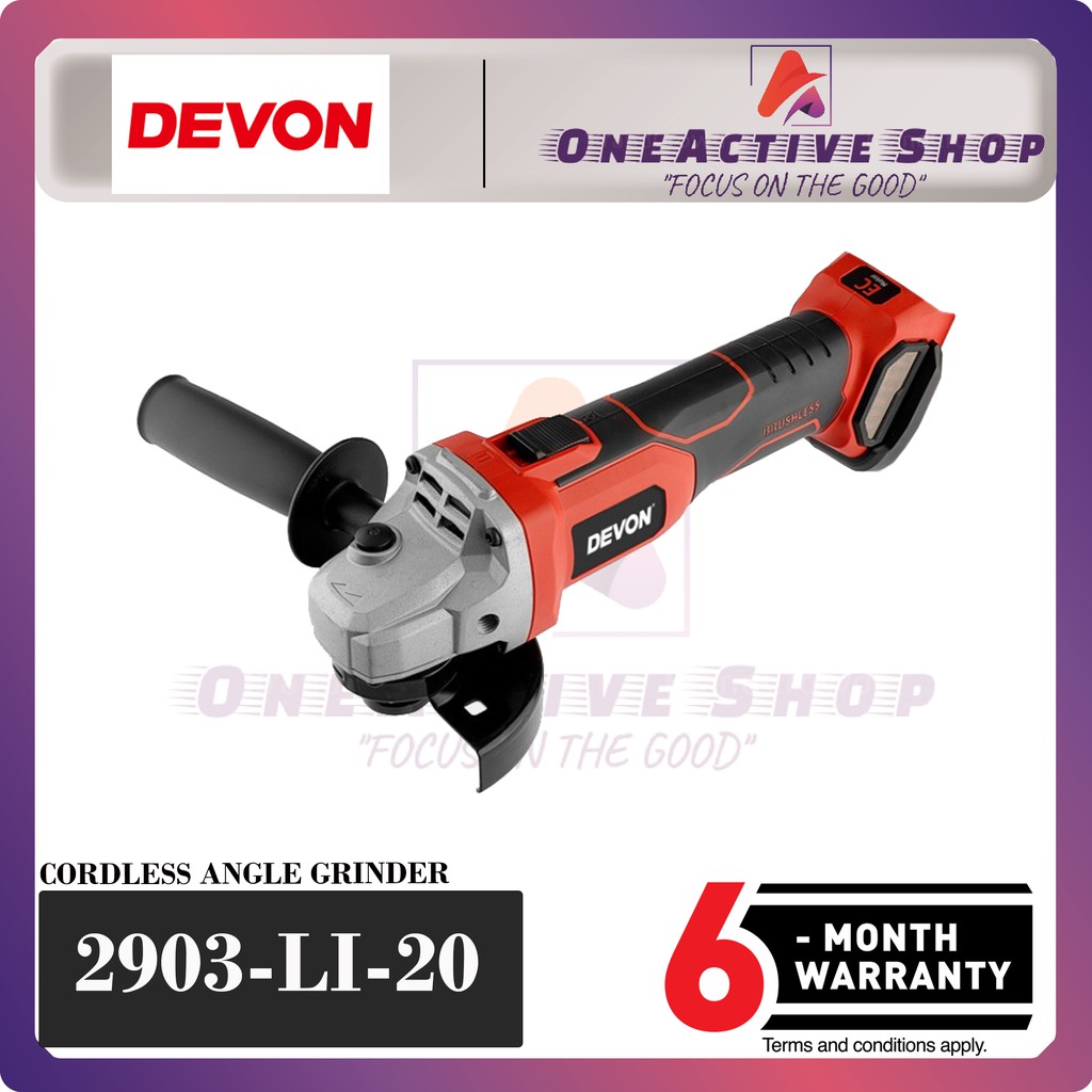 DEVON 20V CORDLESS ANGLE GRINDER 100MM 2903-LI-20 ( DEVON 4'' ANGLE ...