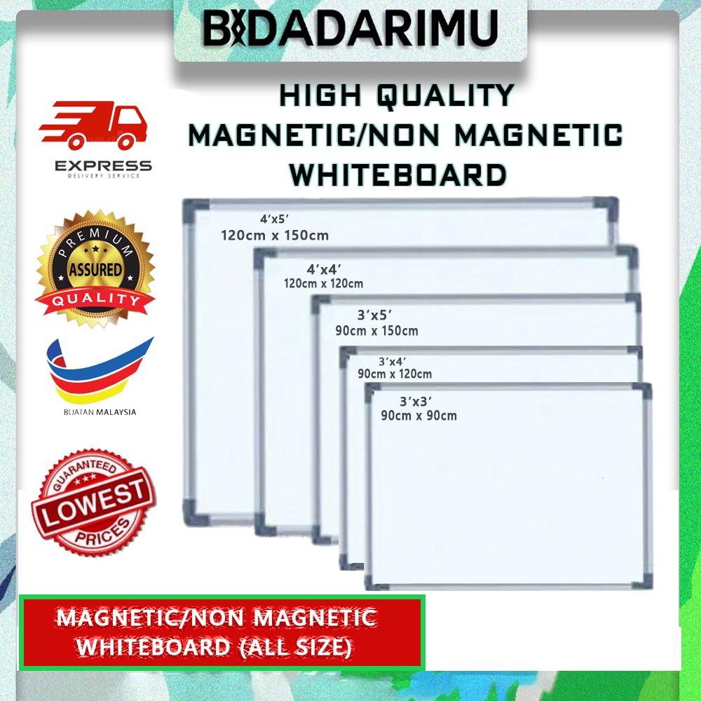 90cm x 90cm White Board Aluminium Frame Papan Putih NON Magnetic ...