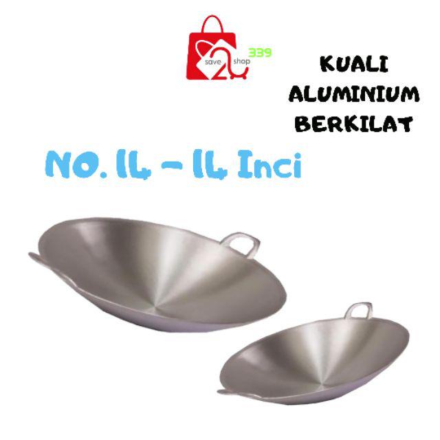 12/13/14/15 Inci Kuali Aluminium Berkilat / Double Handle Aluminium Wok ...
