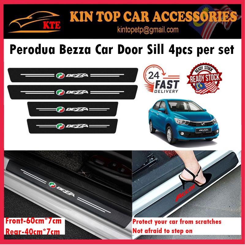 Car Door Sill Sticker Perodua Bezza Carbon leather protector strip ...