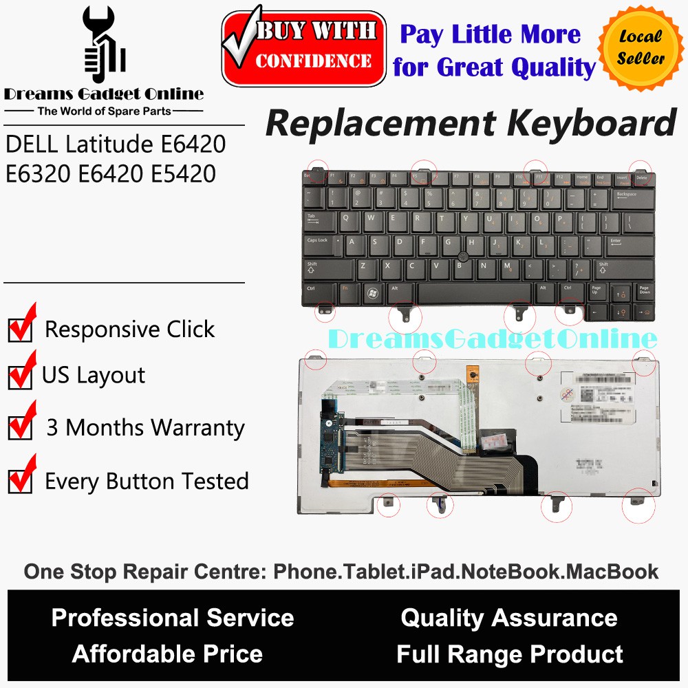 Replacement Keyboard for DELL Latitude E6420 E6320 E6420 E5420 US ...