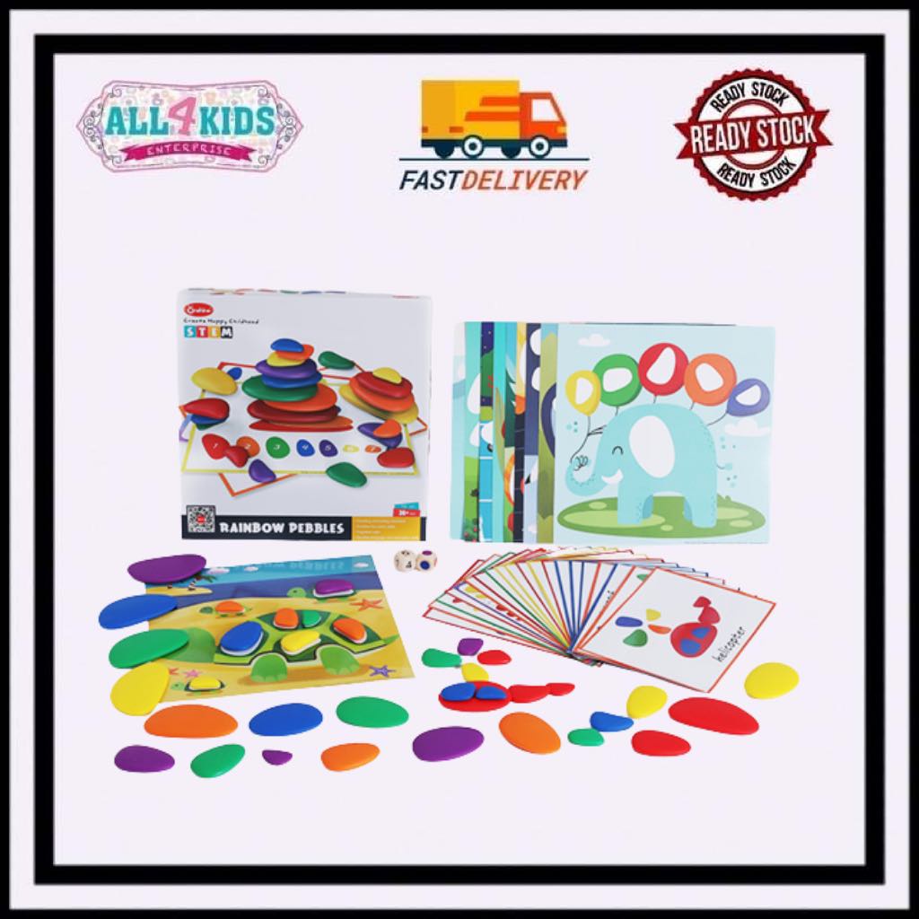Children's Rainbow Color Pebbles Playset: Educational Toy for ...
