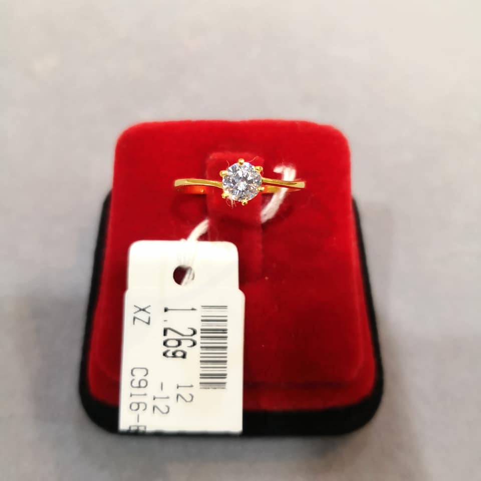 Cincin Tunang Emas 916 Permata 1 Size 12/Merisik/Kahwini/Nikah ...