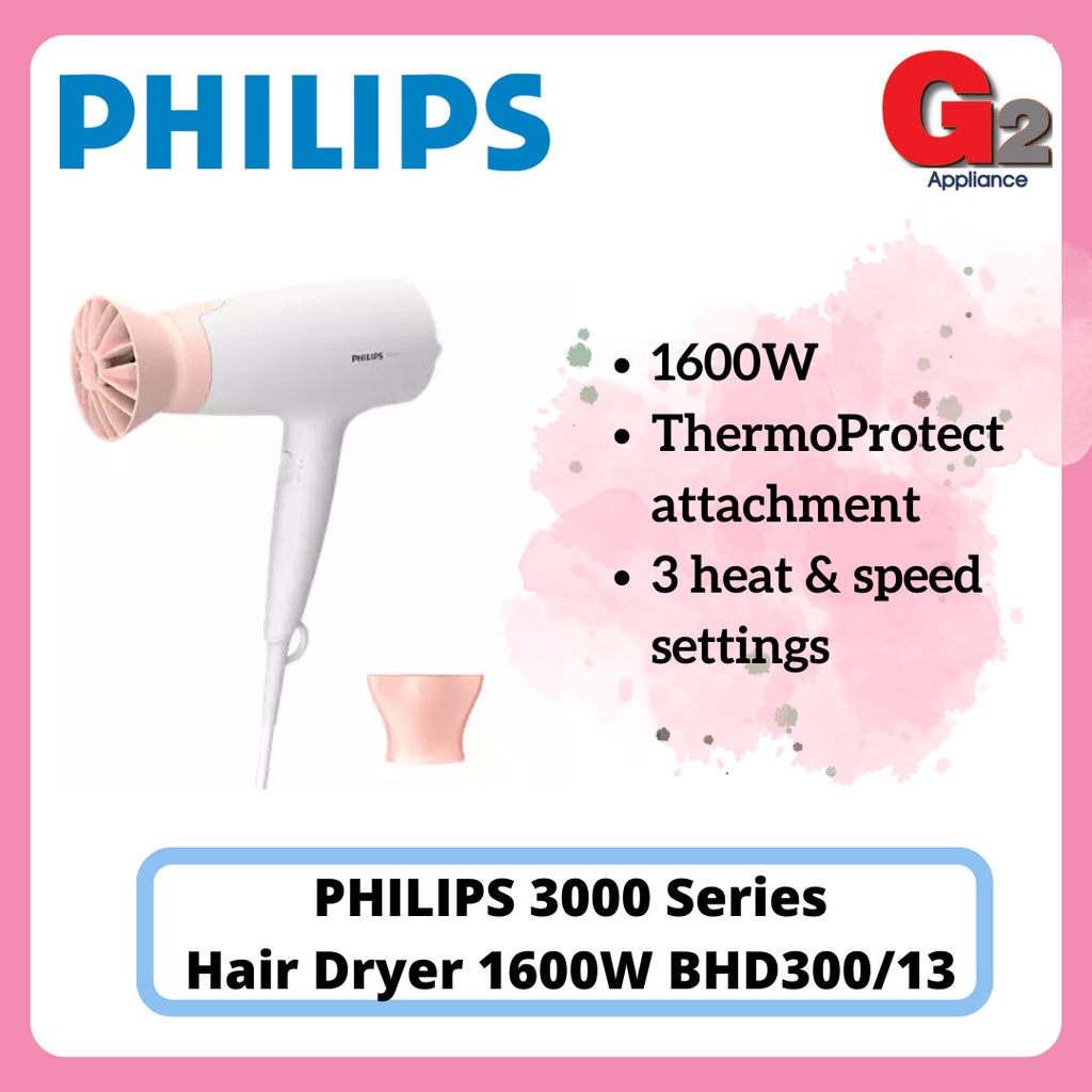PHILIPS 3000 Series Hair Dryer 1600W BHD300/13 [PHILIPS WARRANTY MALAYSIA] | Shopee Malaysia