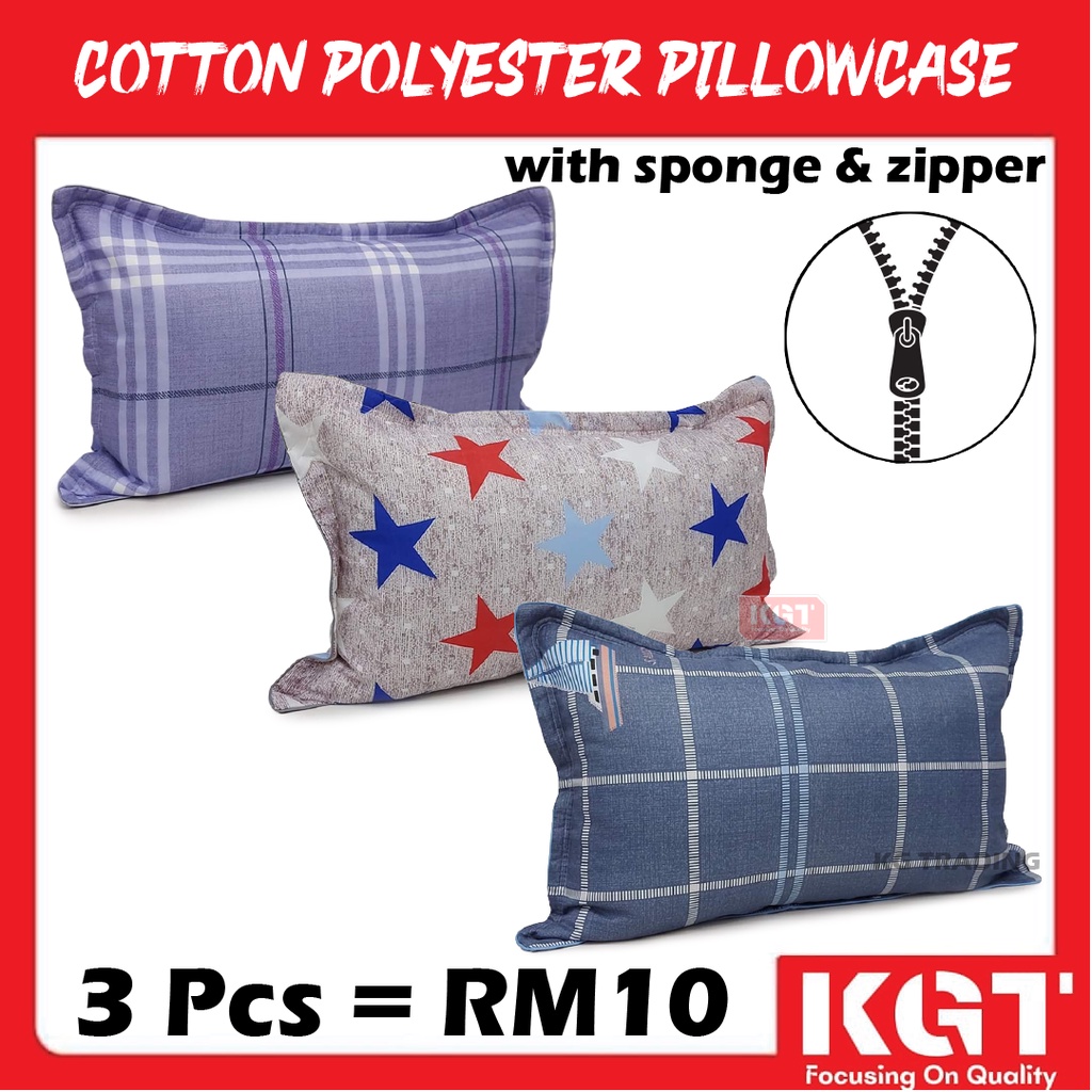 Sarung Bantal Cotton Berspan & Berzip (Cotton Pillow Cases With Sponge ...