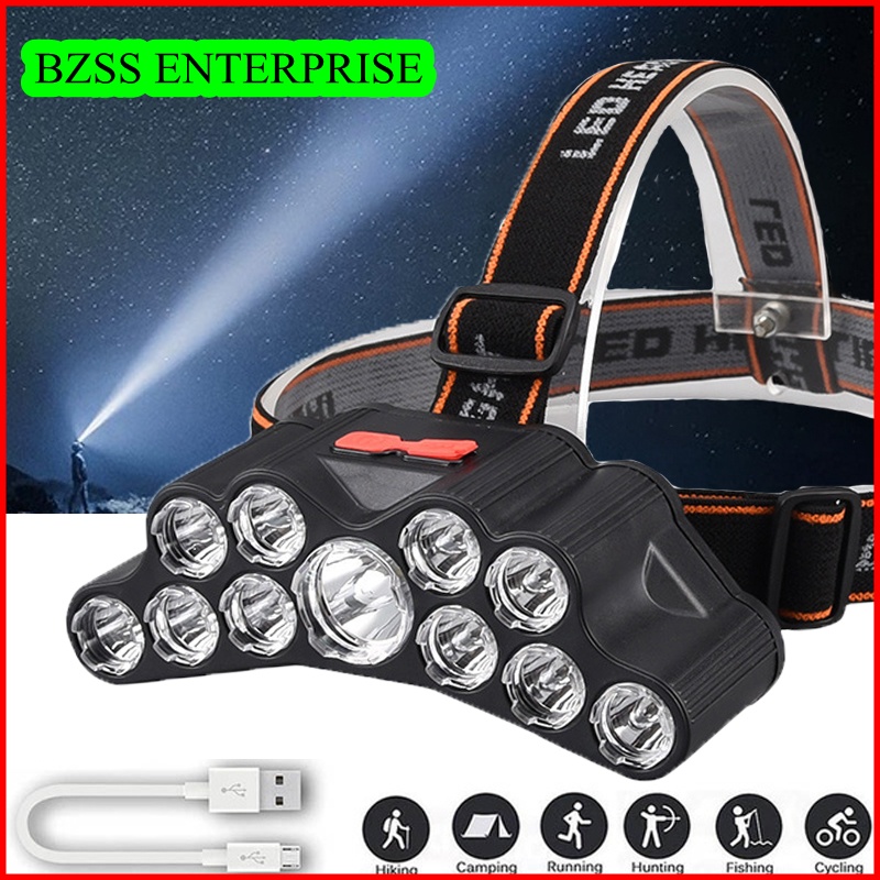 Lampu Besar LED Lampu Kepala Boleh Dicas Semula USB 11 Lampu Depan LED ...