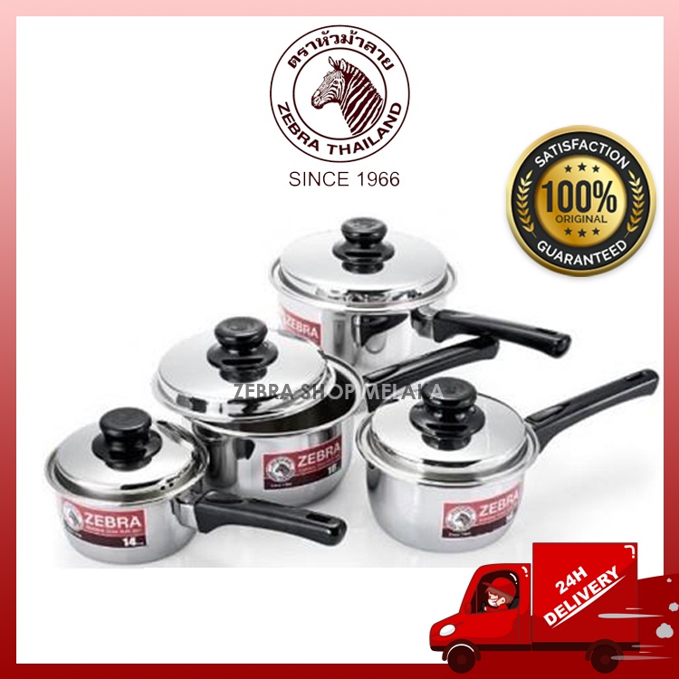 (100% ORIGINAL) ZEBRA Stainless Steel Carry Sauce Pan (14CM / 16CM ...