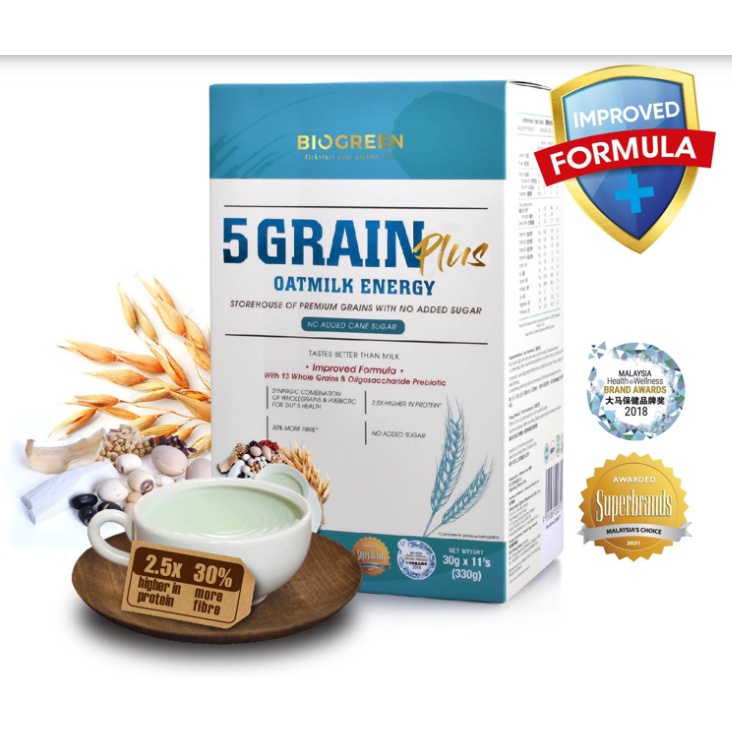 BIOGREEN 5 Grain Plus Oatmilk Energy - Sachet Exp 8/2027 | Shopee Malaysia