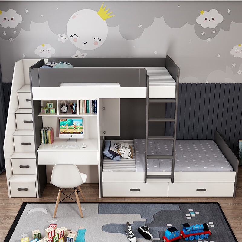 Children's bed, wave bed, bunk bed type, multi-functional wardrobe bed ...