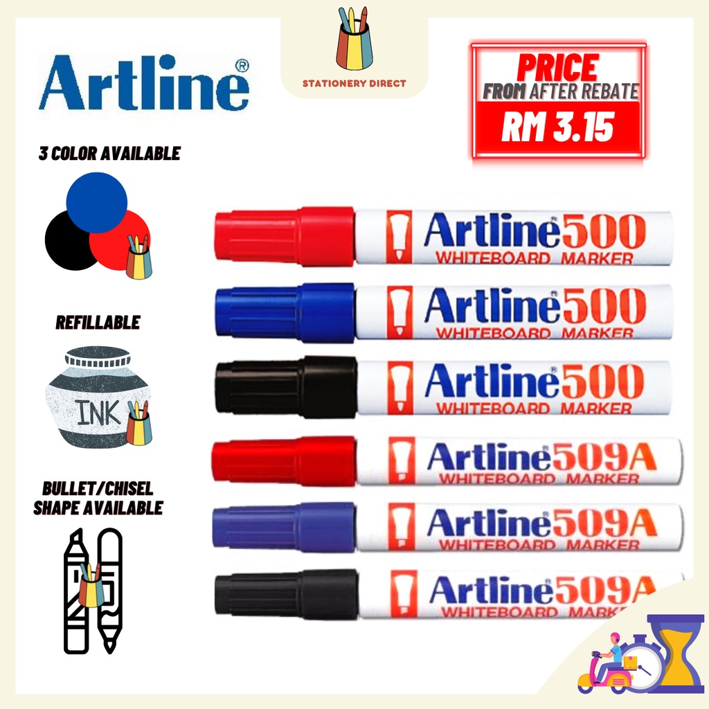 Artline Whiteboard Marker Pen 500A/509A (500/509) - (1'pc) | Shopee ...