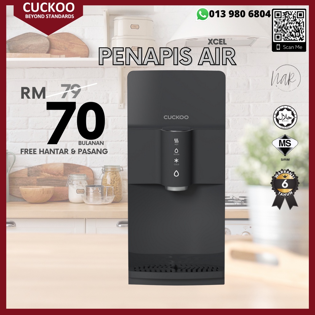 HOME Water Purifier / Penapis Air cuckoo XCEL Black color FREE installation / Free delivery ...
