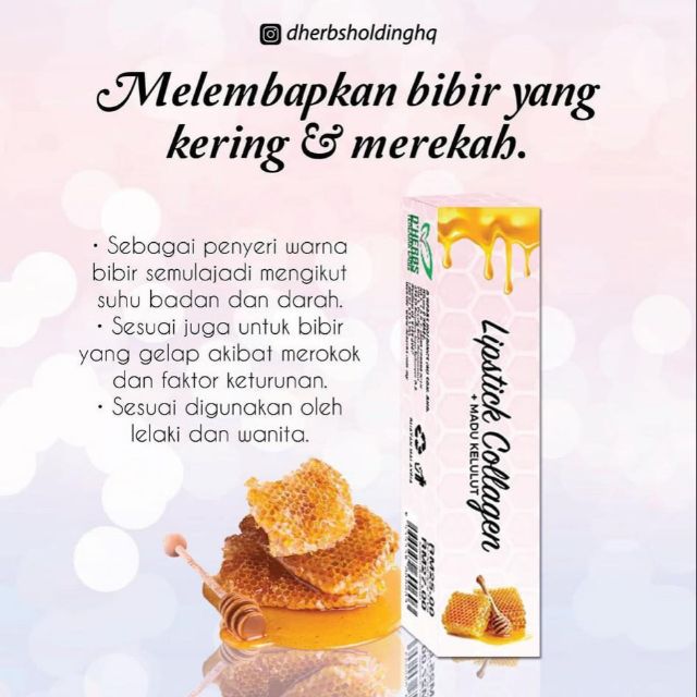 💥 Dherbs Lipstick Collagen + Madu Kelulut | Shopee Malaysia