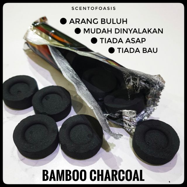 CHARCOAL BAMBOO 1 SACHET (10PCS) ARANG BULUH BULAT TAHAN 1 JAM, MUDAH ...