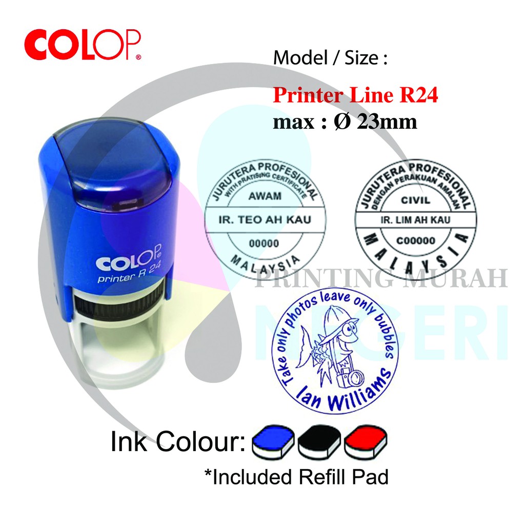 SAME DAY POST OUT COLOP Self-Inking Round R12 R17 R24 R30 R40 | Shopee Malaysia