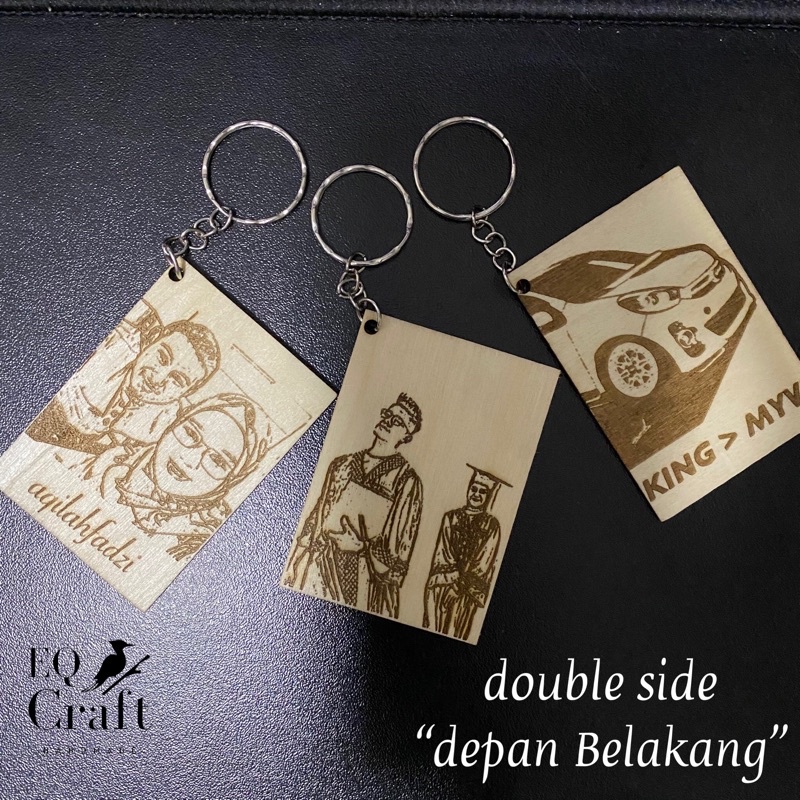 [5 PCS MINIMUM ODER ] Custom Keychain kayu [ custom made ] Logo , nama ...