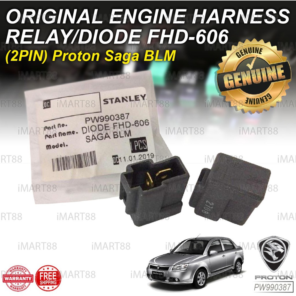 ORIGINAL (STANLEY) PROTON SAGA BLM ENGINE HARNESS RELAY DIODE PW990387 ...