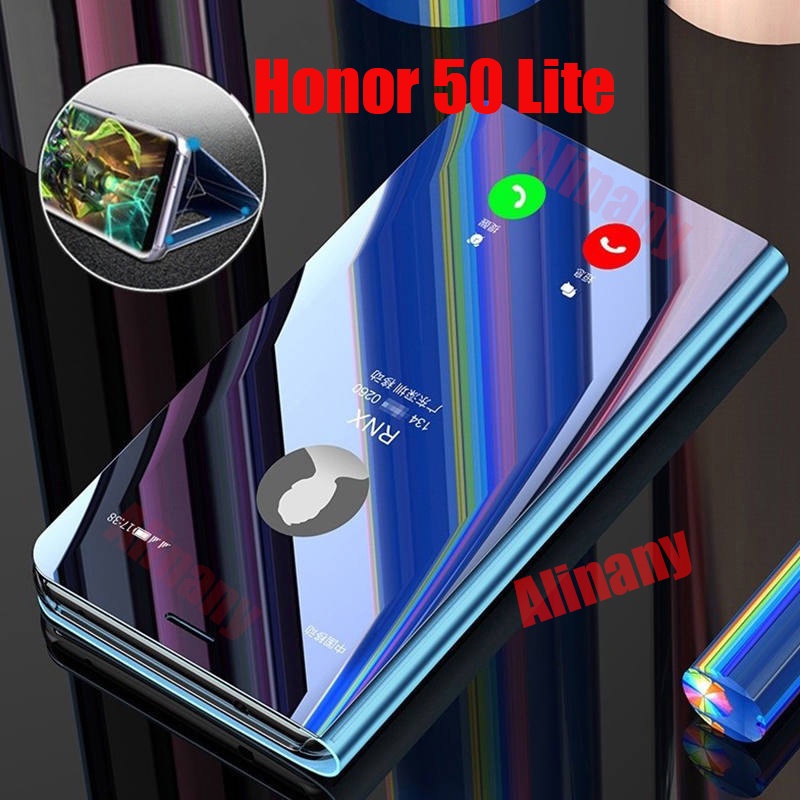 Honor 50 Lite Case Flip Mirror Plating Leather Casing Phone Honor 50 ...