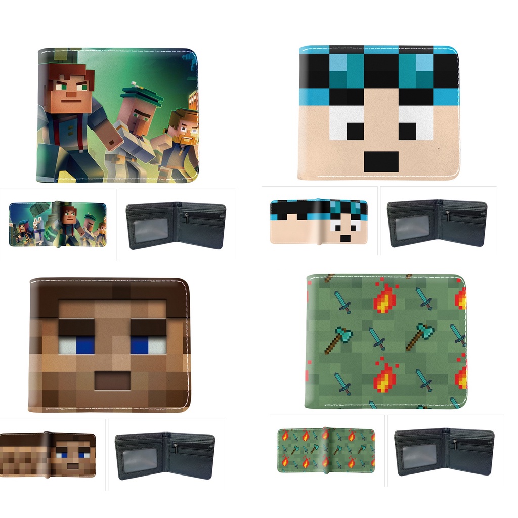 Puashati Game Minecraft Mine Craft Figure PU Wallet Card Holder Cartoon ...