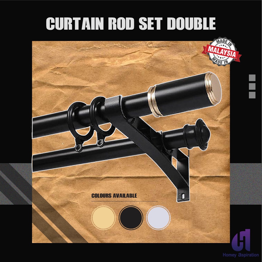 Rod Langsir/Kayu Langsir Aluminium Alloy Set Lengkap Double (Curtain ...