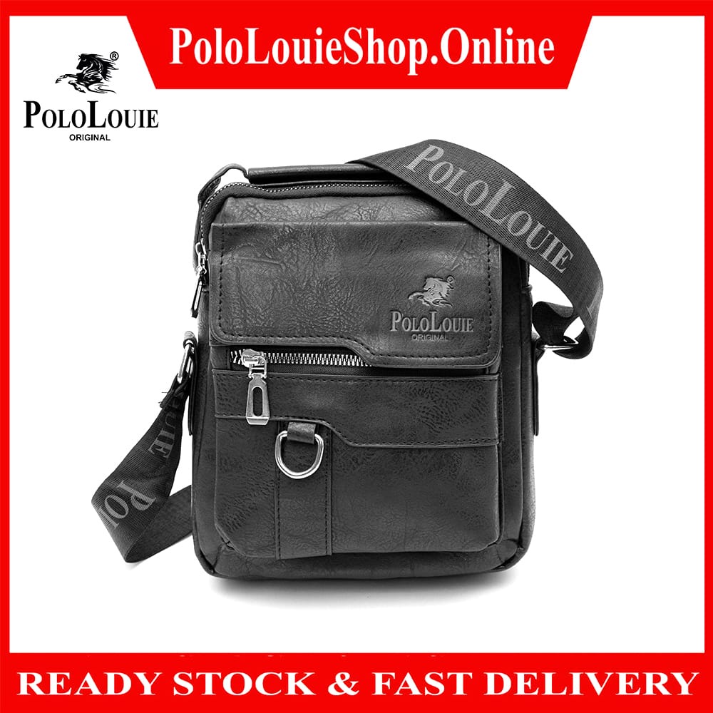 Original Polo Louie Men's PU Leather Messenger Bag Business Travel ...