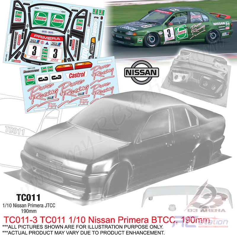 Team C Racing Clear Body Shell TC011 1/10 Nissan Primera BTCC (Width ...