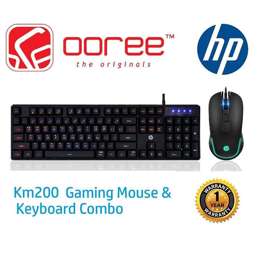 HP KM200 WIRED USB GAMING KEYBOARD MOUSE COMBO DESKTOP SET. GAMING ...
