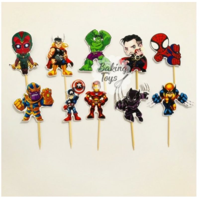 Avengers Hero Chibi Birthday Cupcake Topper / Birthday Cake Decoration ...
