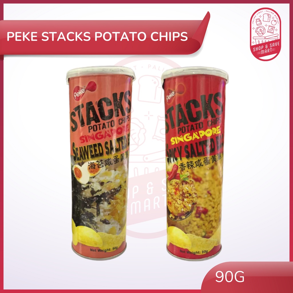 Peke Stacks Potato Chips - 90g (Flavor: Spicy Salted Egg / Seaweed ...