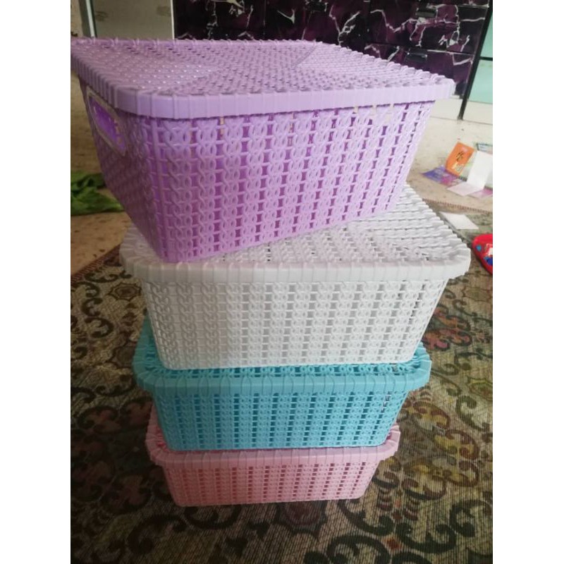 kitchen basket storage bakul bekas simpan barang raga plastik serbaguna ...