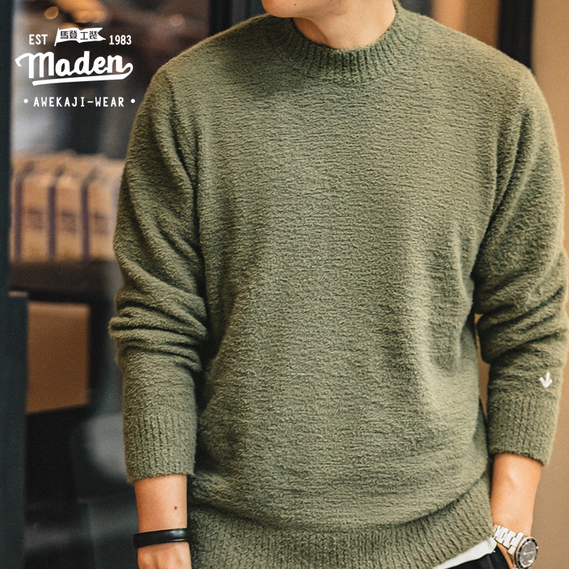 Retro Workwear For Men Gentlemen Teenage American Half Neck High Neck ...