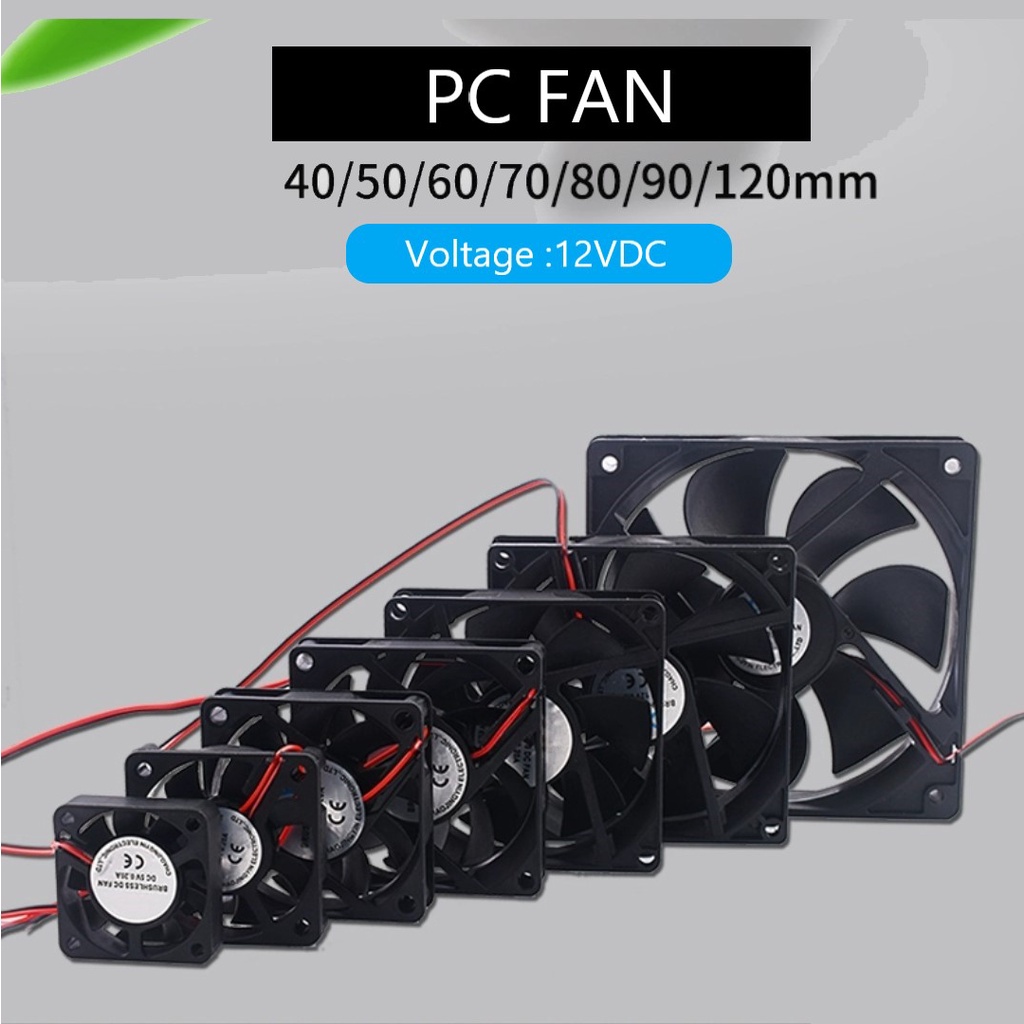 12V 2 pin Fan 4CM 5CM 6CM 7CM 8CM 9CM 12CM Oily Bronze Sleeve Bearing ...