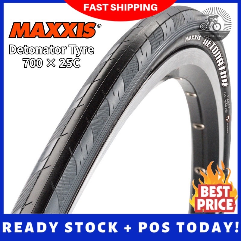 MAXXIS DETONATOR TYRE 700X25C ROADBIKE TIRE 700C WIRED BEAD | Shopee ...