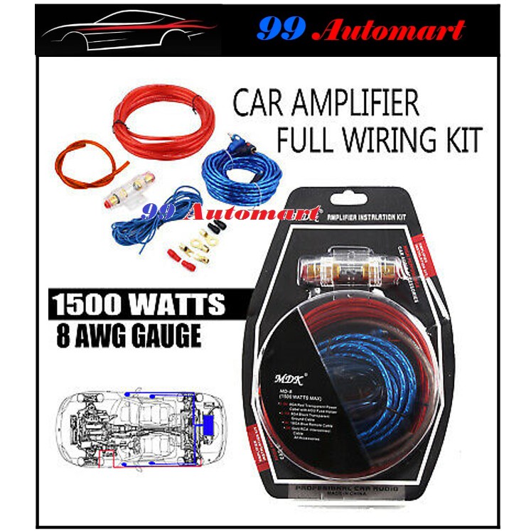 car accessories 8 GA Amplifier Wiring Set Car Audio Subwoofer Amplifier ...