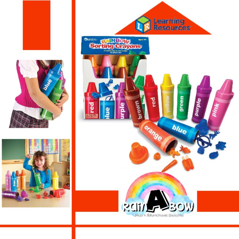 🛒 Learning Resources Jumbo Rainbow Sorting Crayons Crayon Fake Animals ...