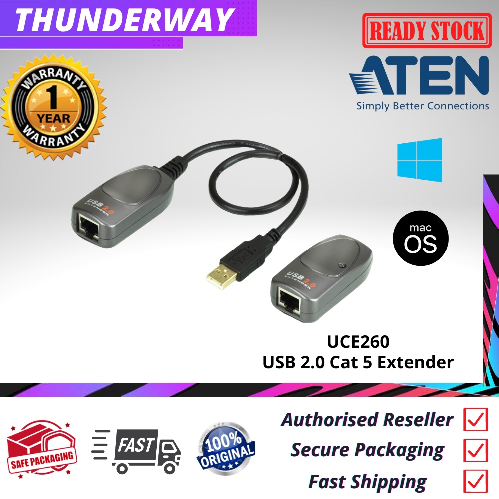 ATEN UCE260 USB 2.0 Cat 5 Extender (up to 60m) | Shopee Malaysia