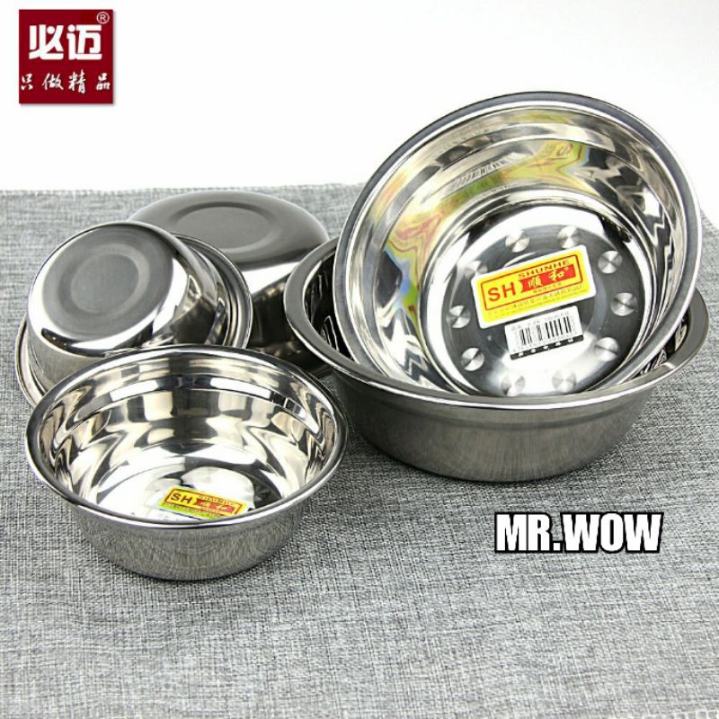 Stainless Steel Smooth Shiny Bowl 14CM/16CM/18CM/20CM/22CM/24CM/26CM ...