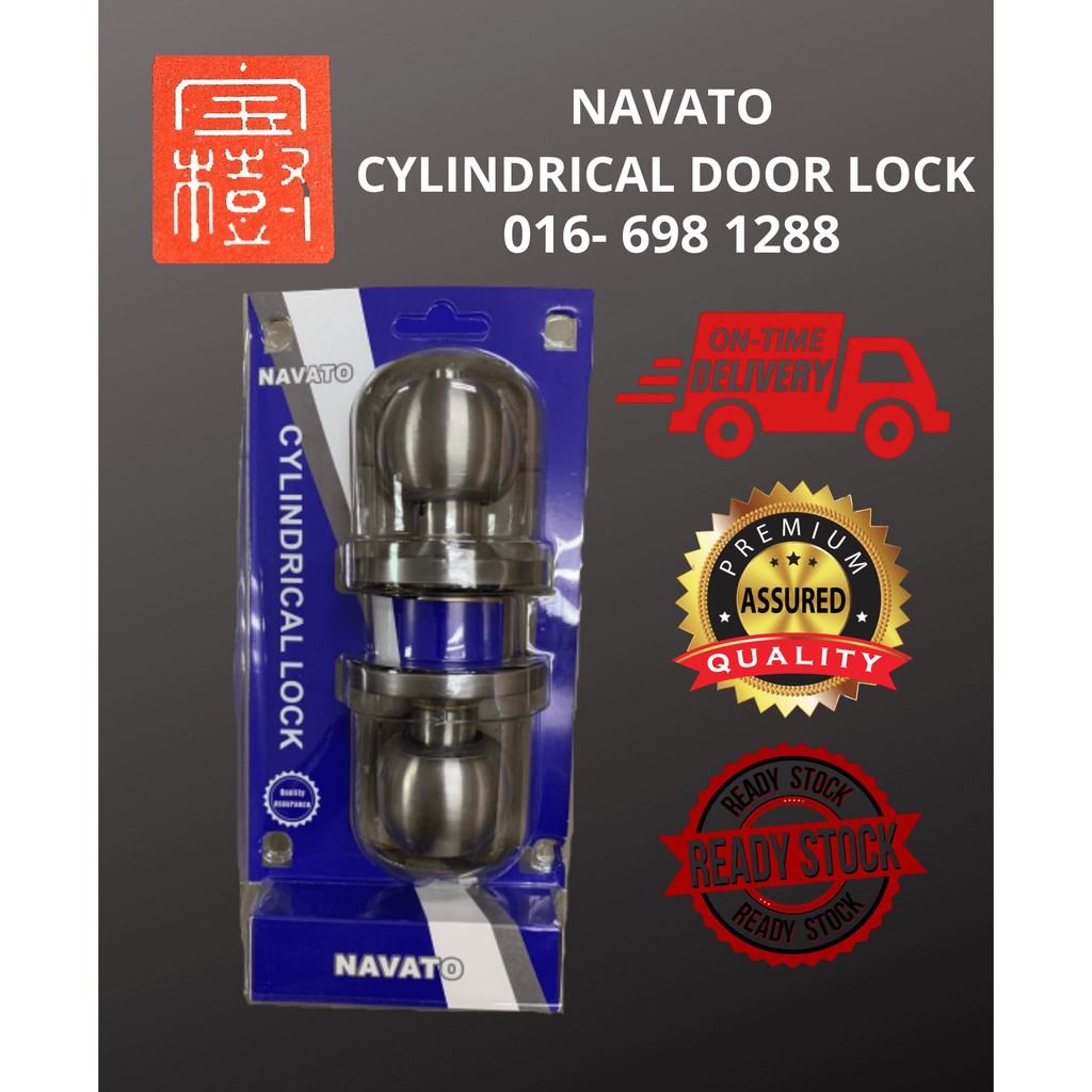 Navato Cylindrical Stainless Steel Door Lock/ Tombol Pintu/ 门锁 | Shopee ...