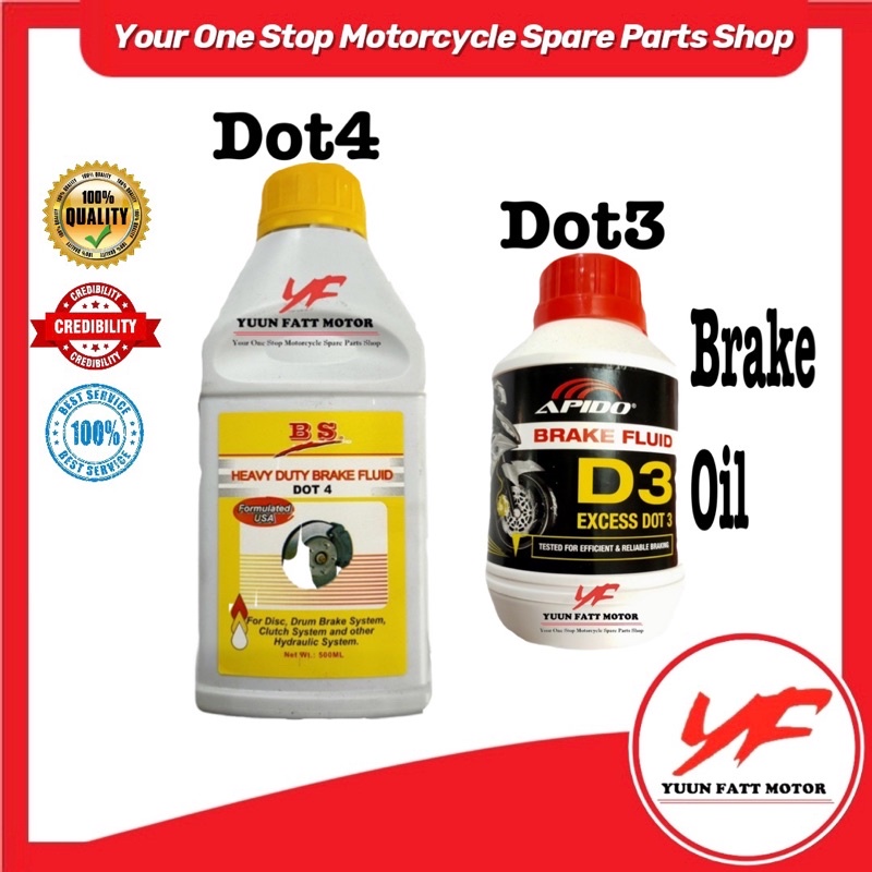 BRAKE FLUID BREK OIL MINYAK DOT3 DOT4 DOT 3 4 APIDO BS DISC CALIPER ...