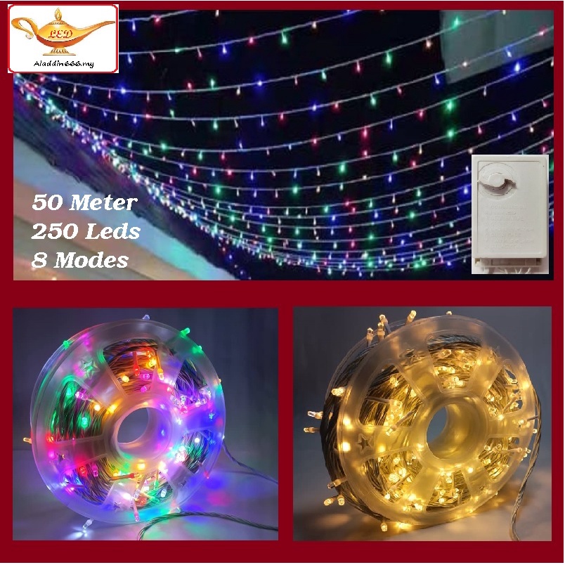 50M 250Leds String Light/Fairy Light Decoration/Lampu Raya Kelip-kelip ...