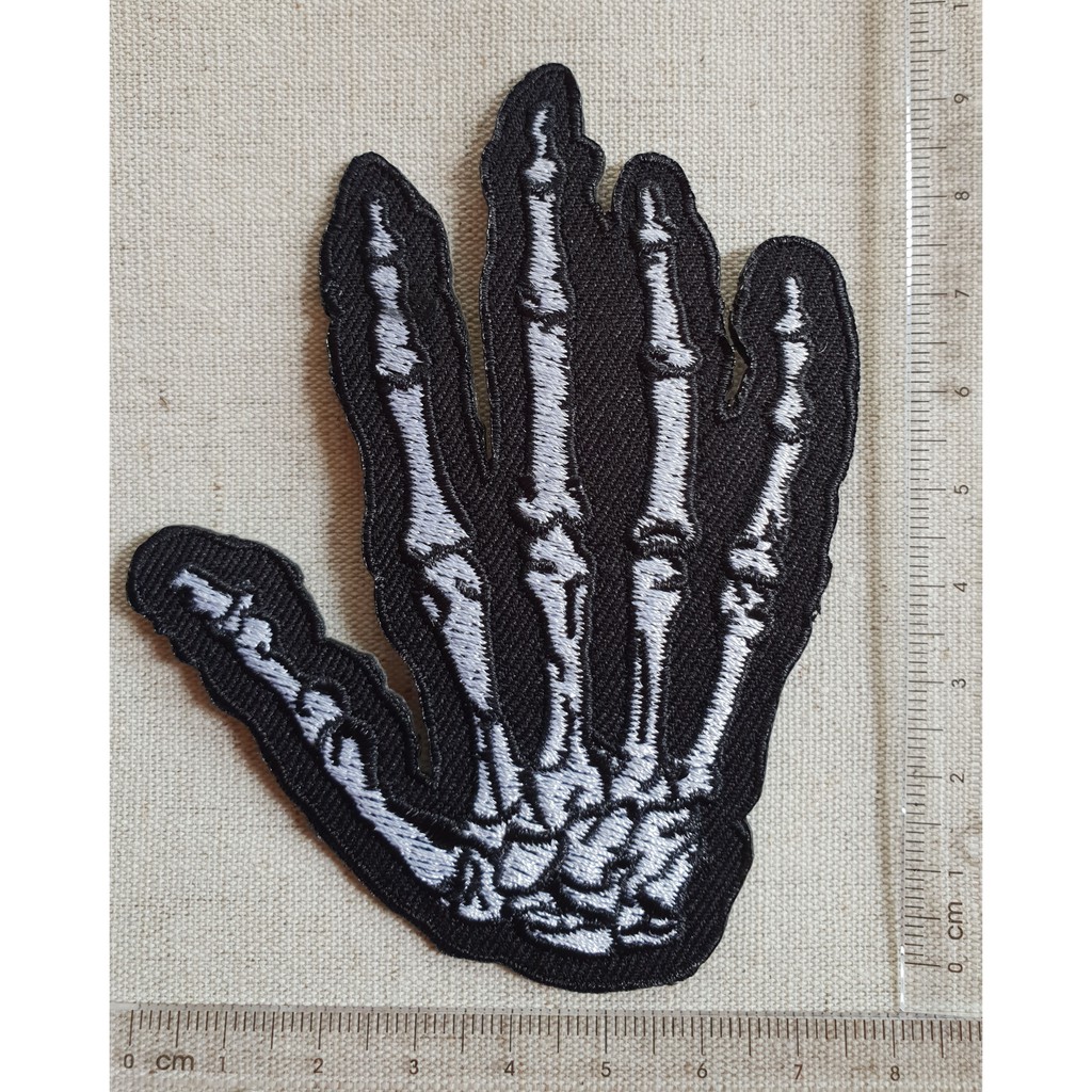Right Skull Skeleton Hand Iron on - bone hands patches, halloween, embroidery | Shopee Malaysia