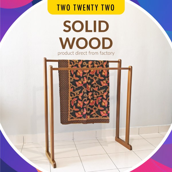 Towel Rack Stand Solid Wood Nyatoh Wood Hanger/ Rak Penyidai Baju Tuala ...