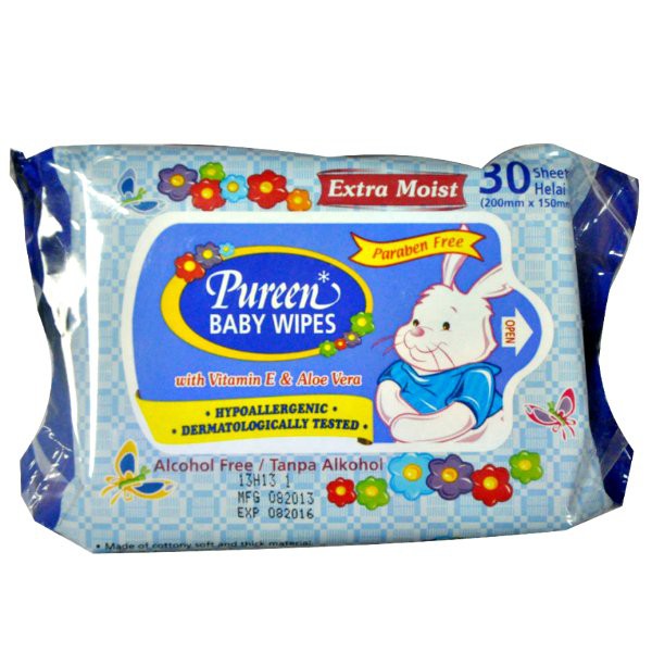 Pureen Baby Wipes 2 x 30's (Extra Moist/ Alcohol Free) | Shopee Malaysia