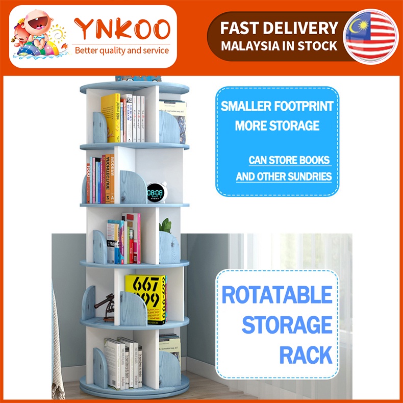 YNKOO 360 Rotating Bookshelf/Storage cabinet/Bookcase (KAYU Kualiti ...