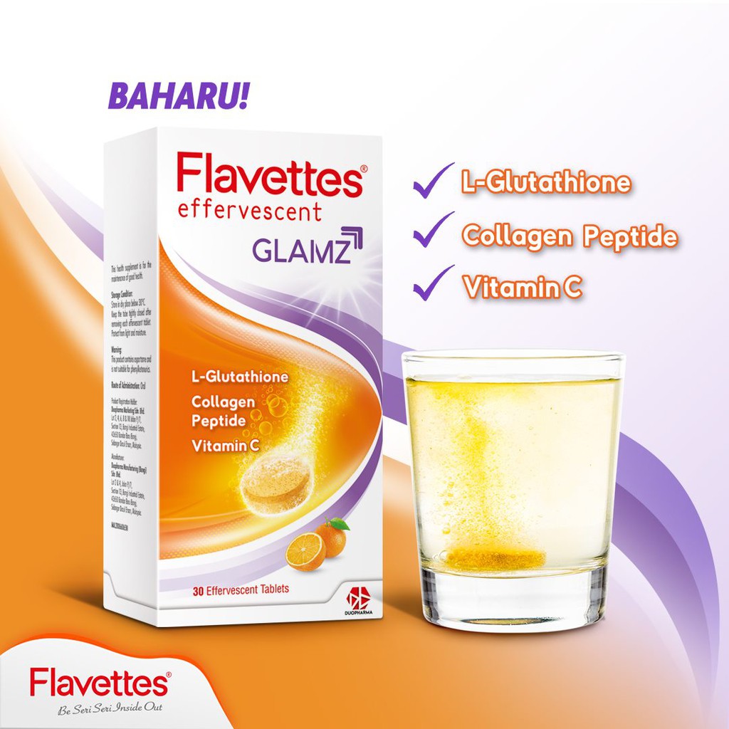 Flavettes Effervescent Glamz L-Gluthathione + Collagen Peptide ...