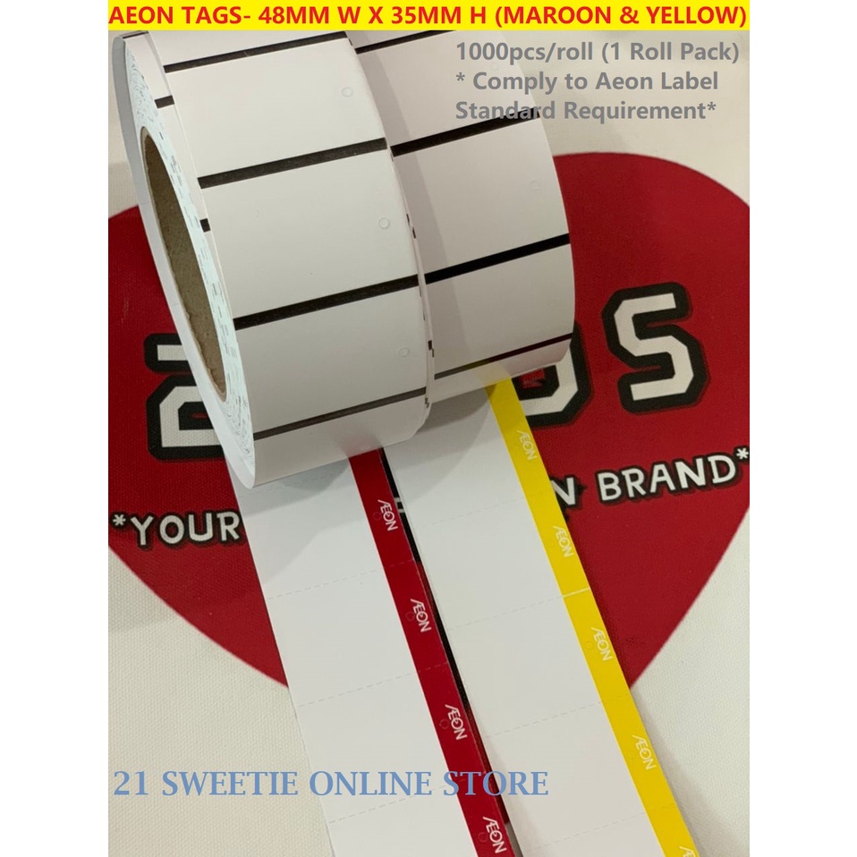 AEON Barcode Hang Tag 48x35mm Maroon Yellow Consignment Hardline Aeon ...