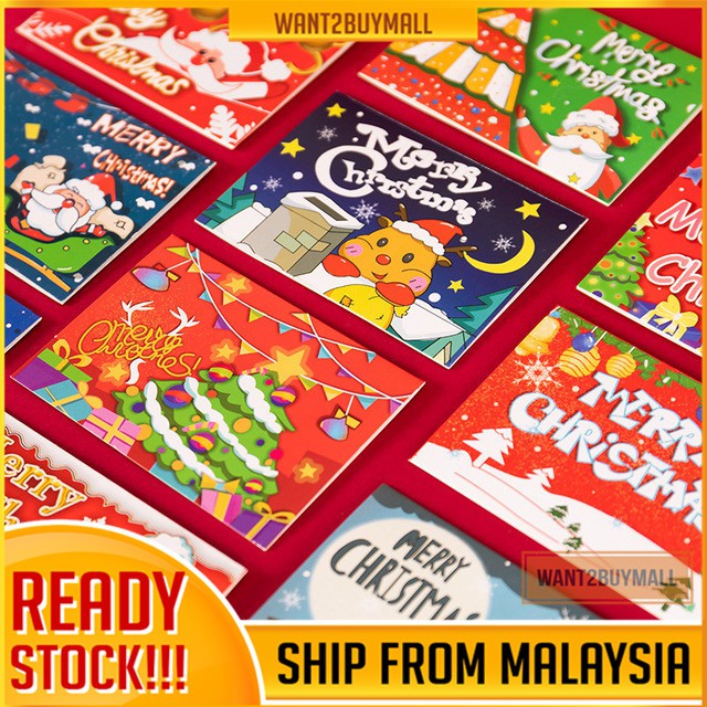 🇲🇾 🏆Hot Selling🔥 19 Design Happy Merry Christmas Cards Greeting Wishing ...